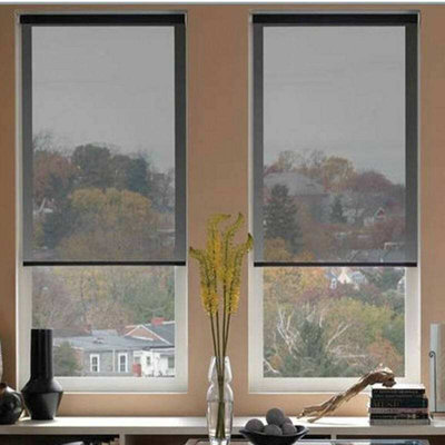 Anti - sunshade UV proof double layer roller blinds with curtain tubular motor