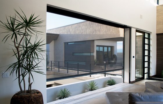 Invisible vertical automatic roll up sliding patio screen door for Commercial
