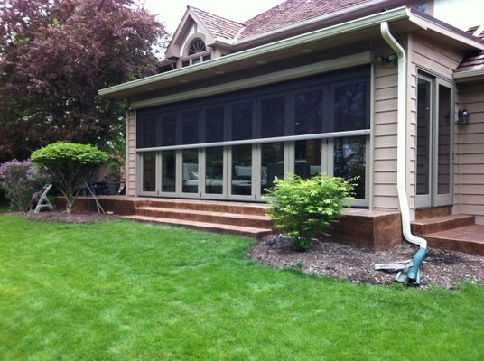Invisible vertical automatic roll up sliding patio screen door for Commercial