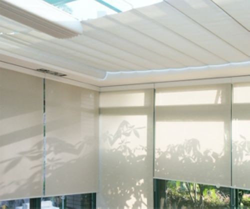 Anti - sunshade UV proof double layer roller blinds with curtain tubular motor