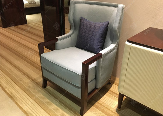 Elegant Wooden Style Hotel Room Chairs High Density Foam Environment - Friendly