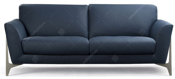 Hotel Lobby Stainless Steel Sofa And Chair Set , Black Modern Sectional Leather Sofas