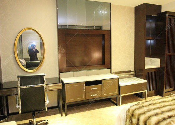 Antique Business Type Hotel Bedroom Furniture Covered With Glossy Lacquer Finish