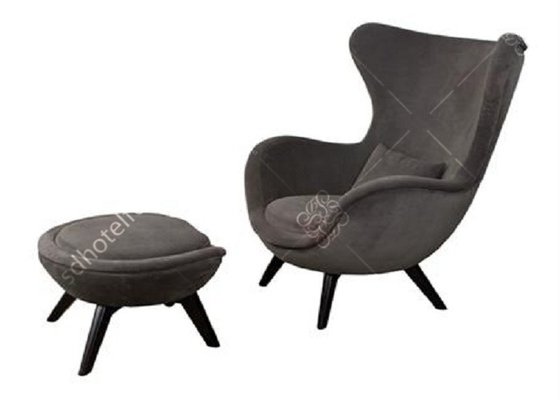 Fashion Style Leather Hotel Furniture Lounge Chairs Oak Solid Wood Frame Standard Size