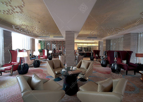 Solid Wood Modern Reception Furniture , Comfortable Relax Fabric Lobby Furniture Sets