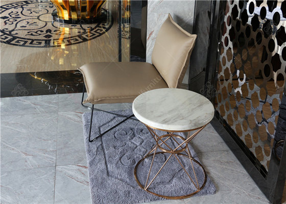 Luxury Customized White Hotel Coffee Table Stainless Steel / Metal Frame With Hotel Chair