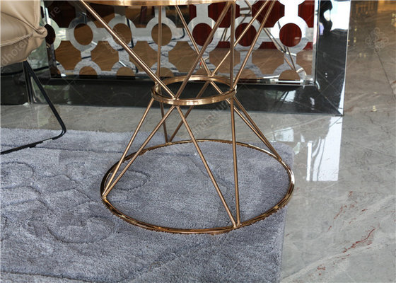 Luxury Customized White Hotel Coffee Table Stainless Steel / Metal Frame With Hotel Chair