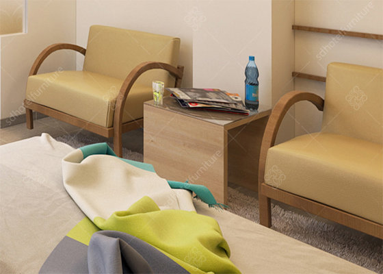 Economic Wooden Frame Hotel Bedroom Furniture Sets Double Bed Simple Style