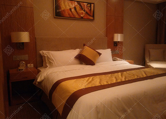 Simply King Room Hotel Bedroom Furniture Sets 3 Star Solid Wood High Standard