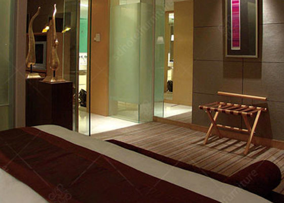 Economic Commercial Hotel Bedroom Furniture Sets Simple Style With Glass Desk