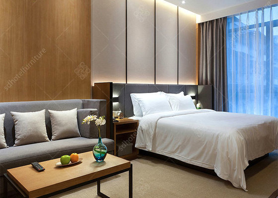 Modern Laminate Hotel Bedroom Furniture Sets Optional Size Plywood MDF Materials