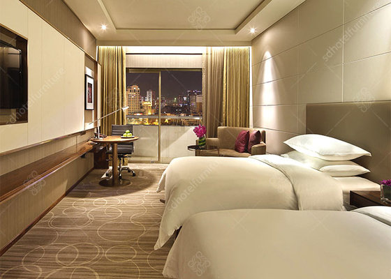 Modern Laminate Hotel Bedroom Furniture Sets Optional Size Plywood MDF Materials