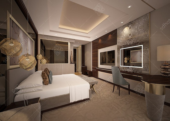 Customized Luxury Hotel Bedroom Furniture High Density Form Classical Style