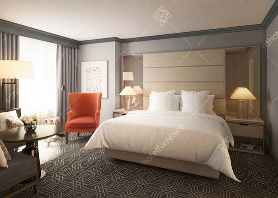 Commercial Hotel Outlet Furniture , Modern White Bedroom Furniture Highly Endurable