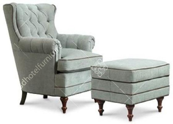 Comfortable Blue Bedroom Arm Chair With Ottoman , Swivel / Navy Accent Arm Chair