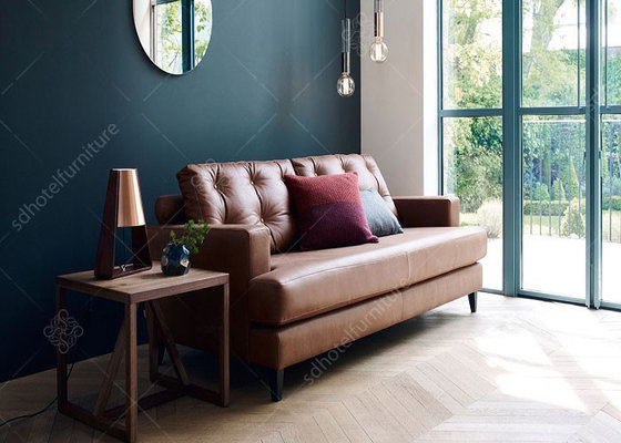 High Density Resilient Foam Loveseat Sleeper Sofa , Hospitality Small Leather Sofa Set