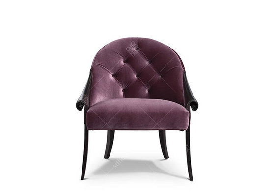 Luxury Purple Hotel Room Chairs Wooden Traditional Classical Style High Standard
