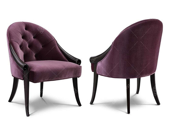 Luxury Purple Hotel Room Chairs Wooden Traditional Classical Style High Standard