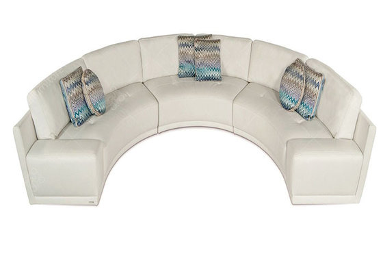 Semi Round Hotel Lobby Small Modular Sofa , Lounge Leather Living Room Set