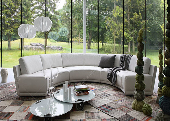 Semi Round Hotel Lobby Small Modular Sofa , Lounge Leather Living Room Set