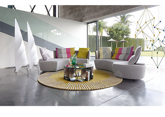 Semi Round Hotel Lobby Small Modular Sofa , Lounge Leather Living Room Set