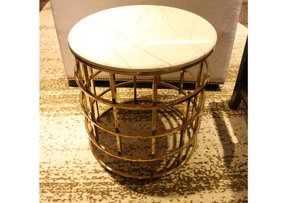 Economic Temporary Hotel Coffee Table Round  With Golden Boarding High Standard