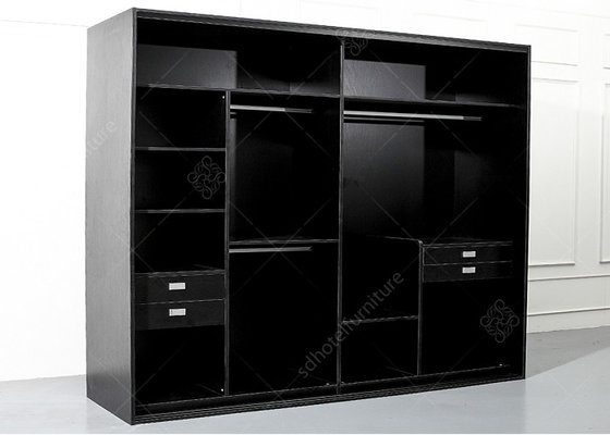 Luxury 4 Star 5 Star Black Armoire Wardrobe Closet , High Standard Coat Closet Armoire