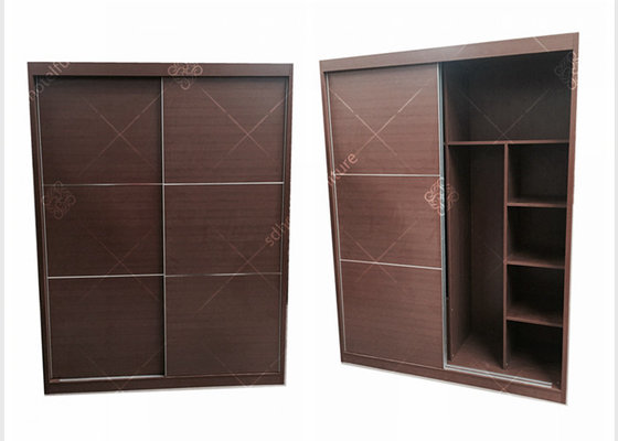 Brown Two Doors Hotel Room Wardrobe Classical style 1.4 m Width melamine customized