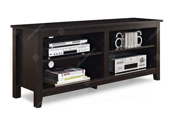 Black Apartment Furniture Sets Tv Console Table With Adjustable Shelving , Dark Wood Tv Cabinet 16 X 58 X 24 Inches