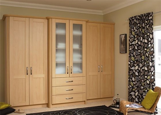 Solid Wood Durable Hotel Room Wardrobe Environment - Friendly Natural Wood Color