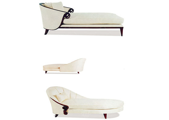 Fabric Reclining Chaise Hotel Furniture Lounge Chairs Solid Wood Carved High Standard