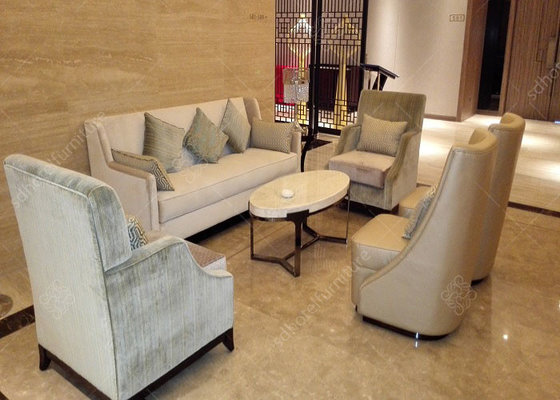 Antique Style Hotel Lobby Furniture Luxury Sofa Set Center Table For 4 Star 5 Star