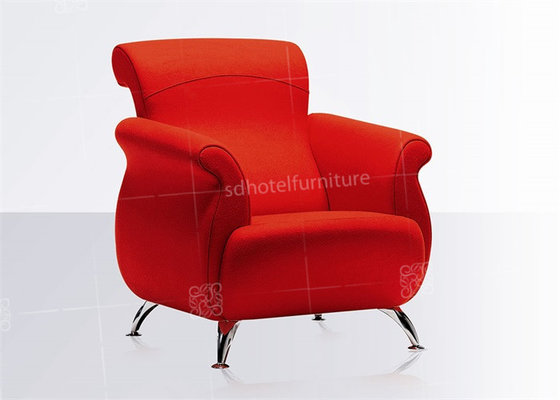 Red Hotel Upholstered Accent Chairs , Small Chaise Lounge Chairs For Bedroom