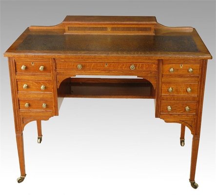Antique Style  Hotel Writing Desk Oak Wooden With Drawers Environment - Friendly