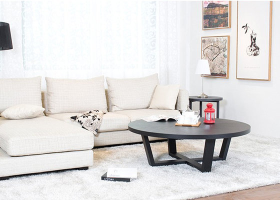 Solid Wood Black Walnut Small Round Coffee Table , Tea Coffee And End Table Sets