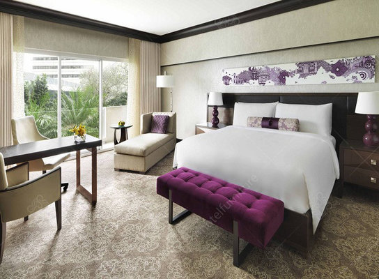 American Hotel Bedroom Furniture Sets Plywood With Light Color Finish