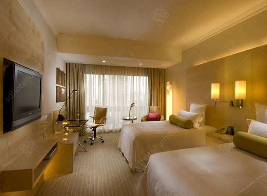 Luxury Modern Five Star Hotel Bedroom Furniture Sets With Gold Lighting