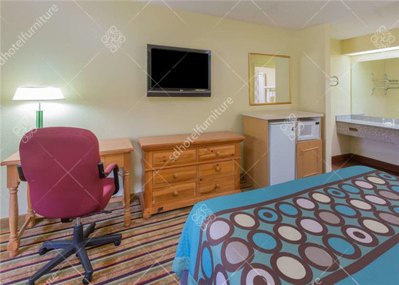 OEM 3 Star Hotel Furniture Sets , Solid Wood Double-Bed Furniture