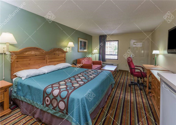 OEM 3 Star Hotel Furniture Sets , Solid Wood Double-Bed Furniture