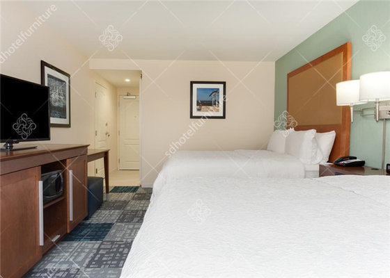 Environmental Friendly Hotel Bedroom Furniture Sets , Wooden Double Bed