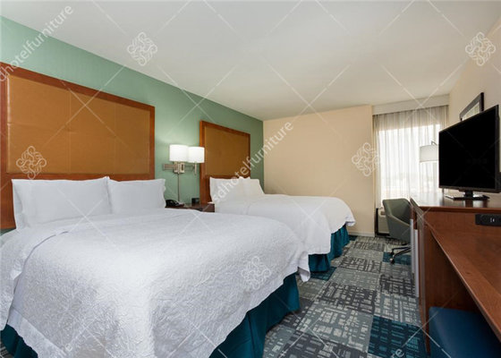 Environmental Friendly Hotel Bedroom Furniture Sets , Wooden Double Bed