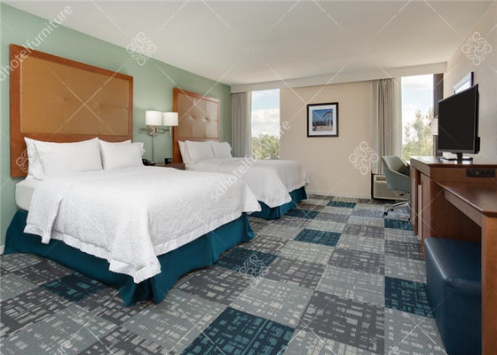 Environmental Friendly Hotel Bedroom Furniture Sets , Wooden Double Bed
