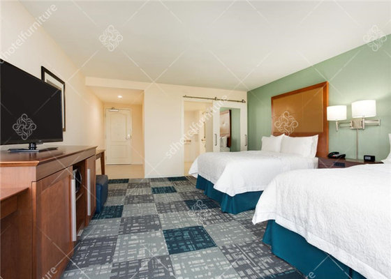 Environmental Friendly Hotel Bedroom Furniture Sets , Wooden Double Bed