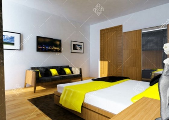 3 - 4 Star Hotel Apartment Furniture Bed Room Sets with Formica HPL