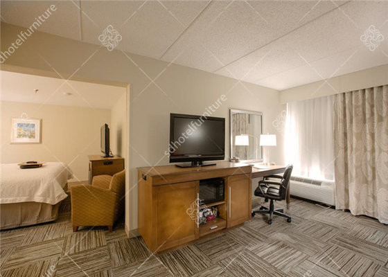Modern Hotel Bedroom Furniture Sets / Commercial Solid Wooden Furniture