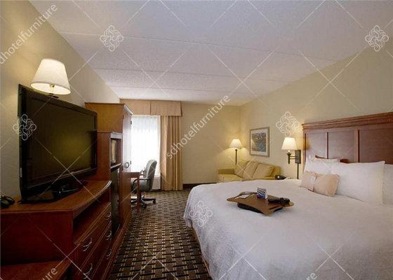 Modern Hotel Bedroom Furniture Sets / Commercial Solid Wooden Furniture