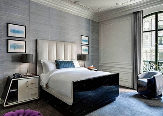 Luxury Wooden Holiday Hotel Bedroom Furniture With White Elegant Room