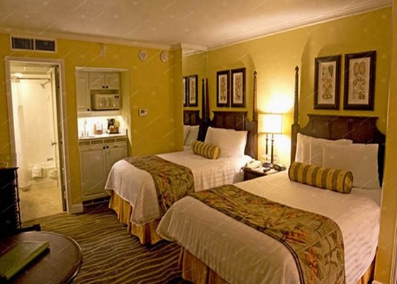 Luxury Wooden Holiday Hotel Bedroom Furniture With White Elegant Room
