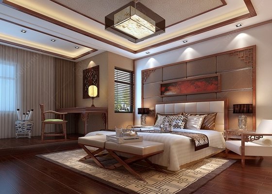 Classic Style Hotel Bedroom Furniture Sets Solid Wood / MDF / Plywood + Veneer + Painting