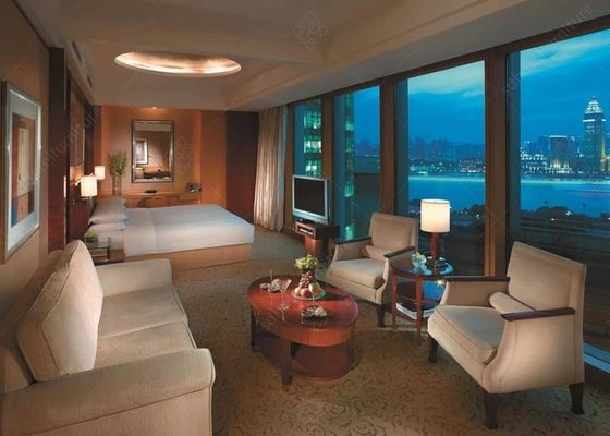 Business Hotel Bedroom Furniture Sets High Density Foam With Fabric / PU / Leather